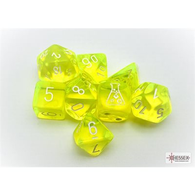 Lab Dice 7: Translucent: 7pc Neon Yellow/White (with bonus die ...
